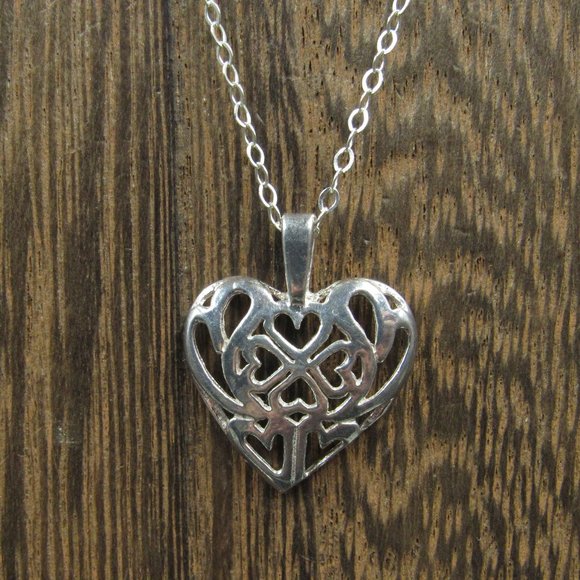 Jewelry | 18 Sterling Silver Cute Heart Necklace Vintage | Poshmark